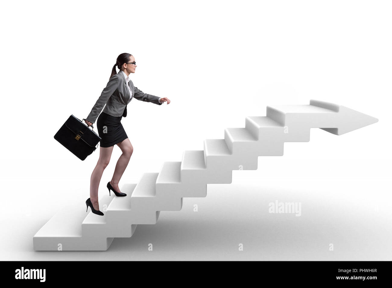 Business Woman Climbing Stairs