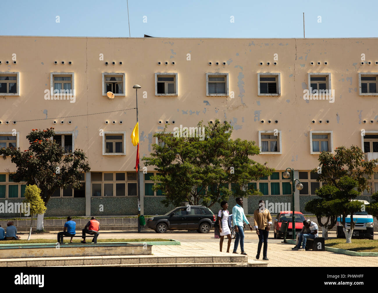 Street view of the city in the main square, Huila Province, Lubango ...