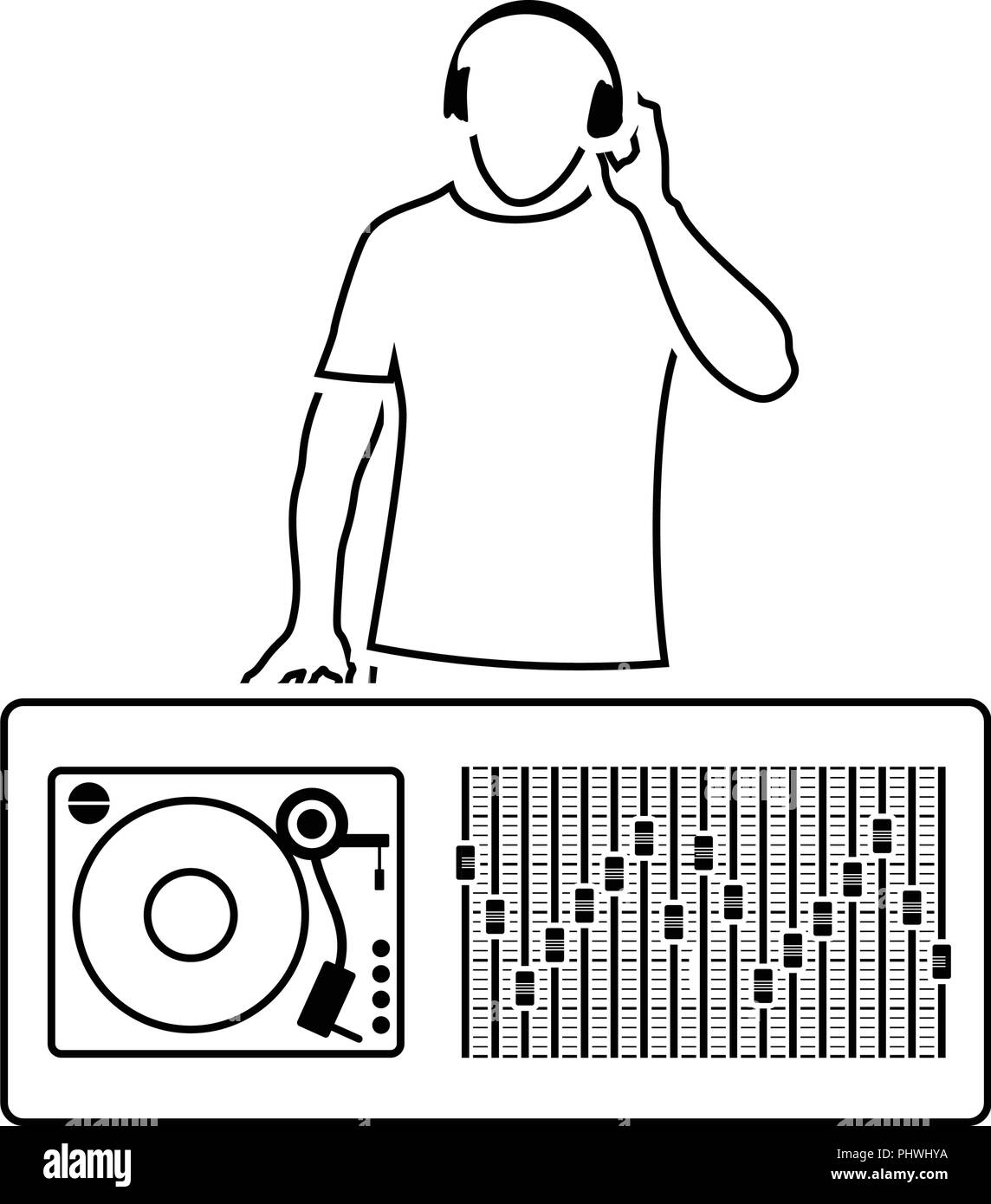 DJ icon. Thin line design. Vector illustration Stock Vector Image & Art ...