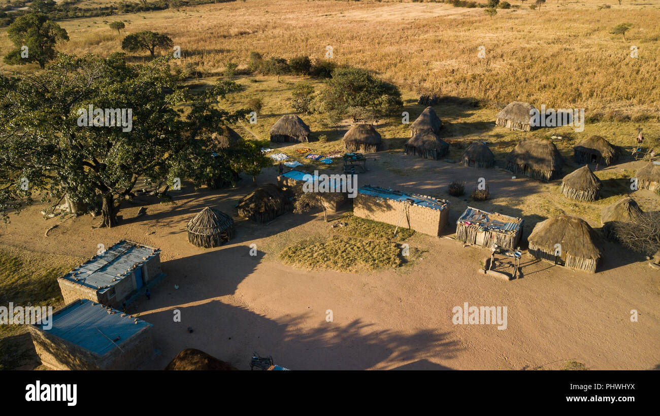 Aerial view of mumuhuila village, Huila Province, Chibia, Angola Stock ...