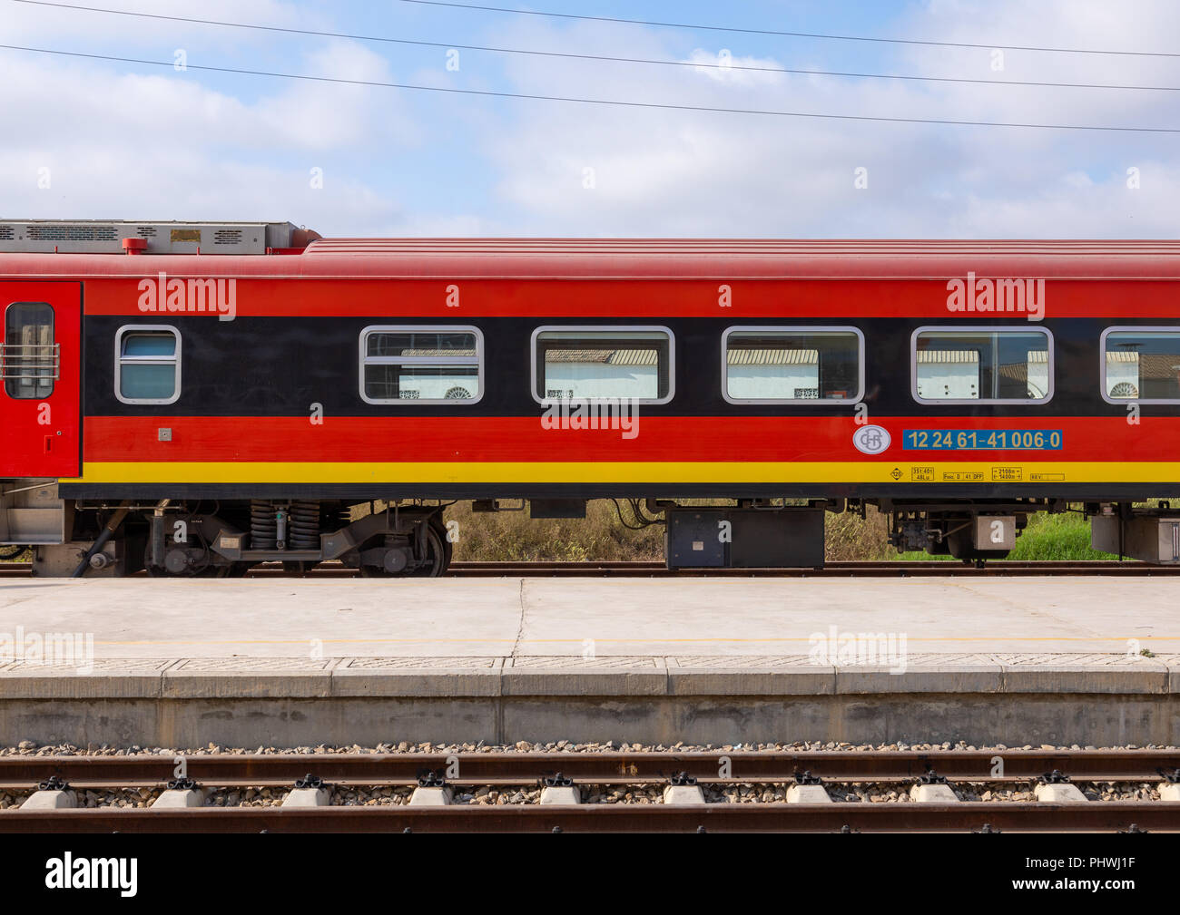 Train in a railway station, Benguela Province, Benguela, Angola Stock ...