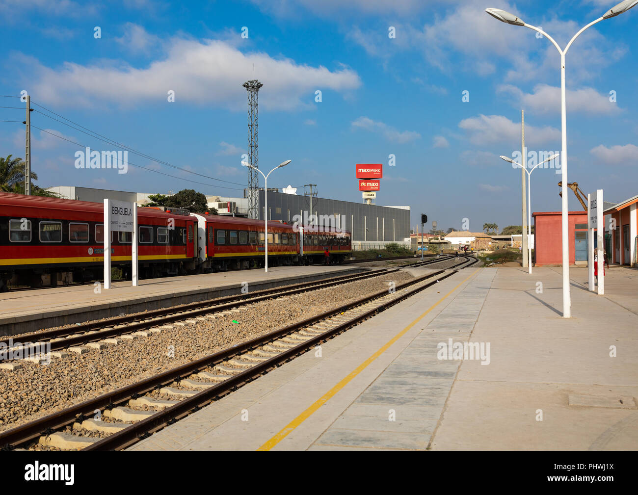 Train in a railway station, Benguela Province, Benguela, Angola Stock ...