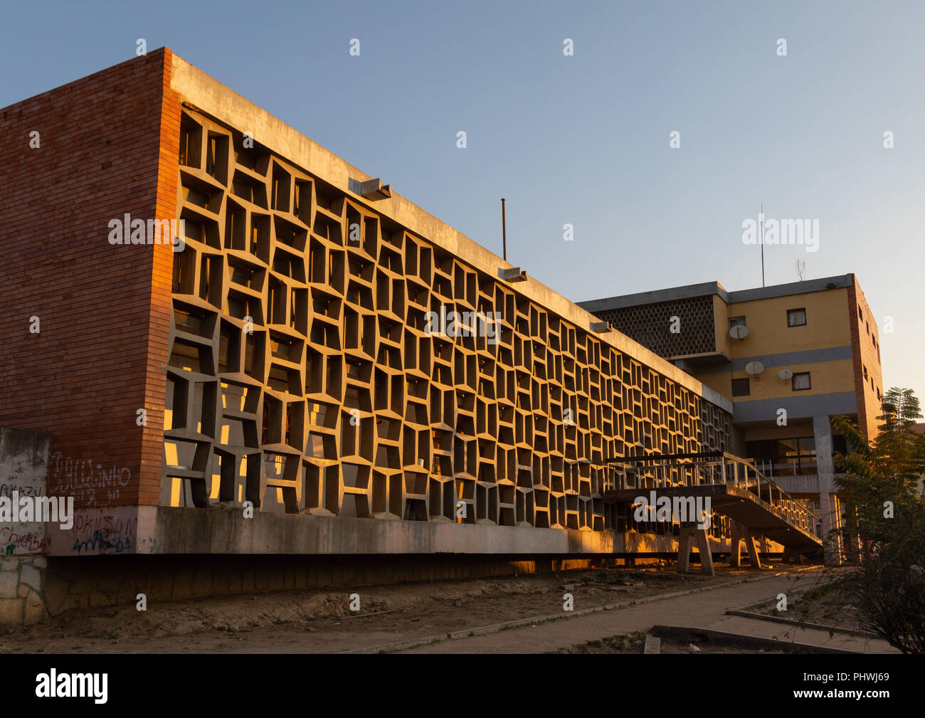 Old modernist portuguese building, Huila Province, Lubango, Angola ...