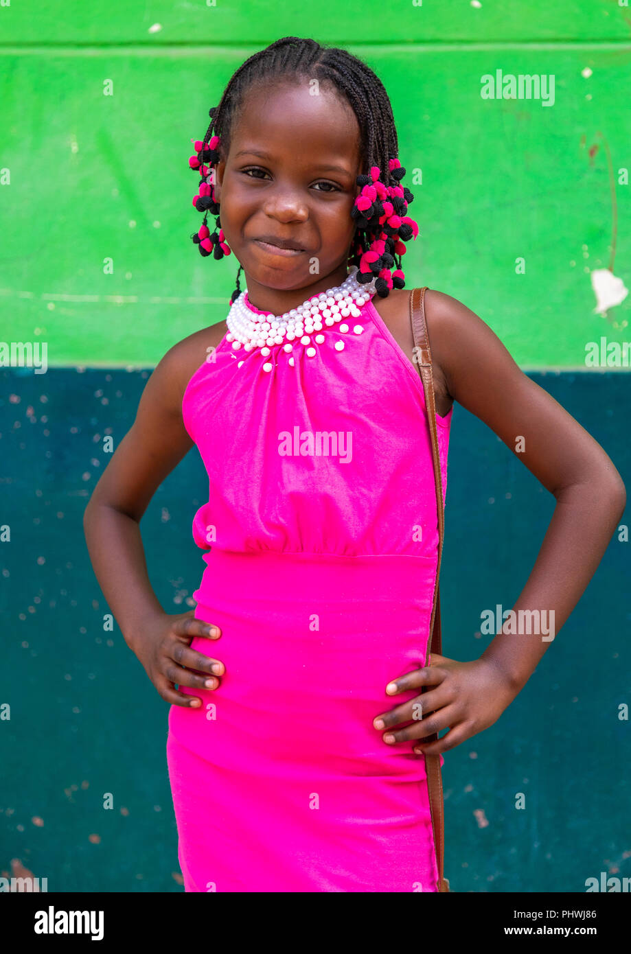 Cute angolan girl dressed in pink for sunday, Benguela Province ...