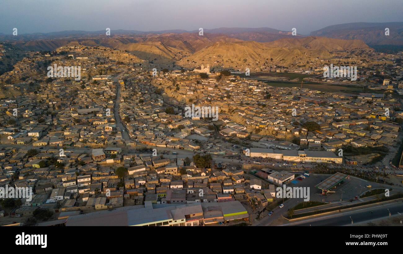 Aerial view of a slum, Benguela Province, Catumbela, Angola Stock Photo ...