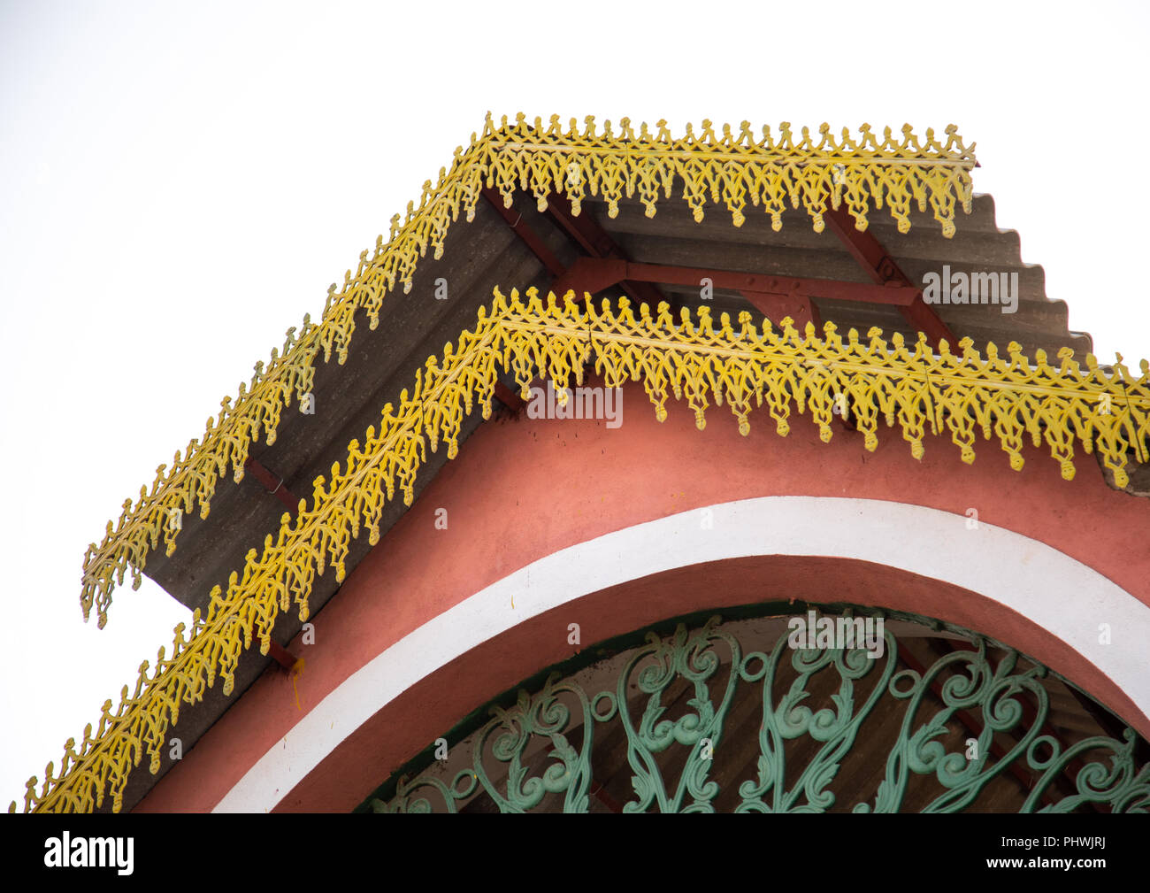 Old portuguese colonial warehouse roof decoration, Benguela Province ...