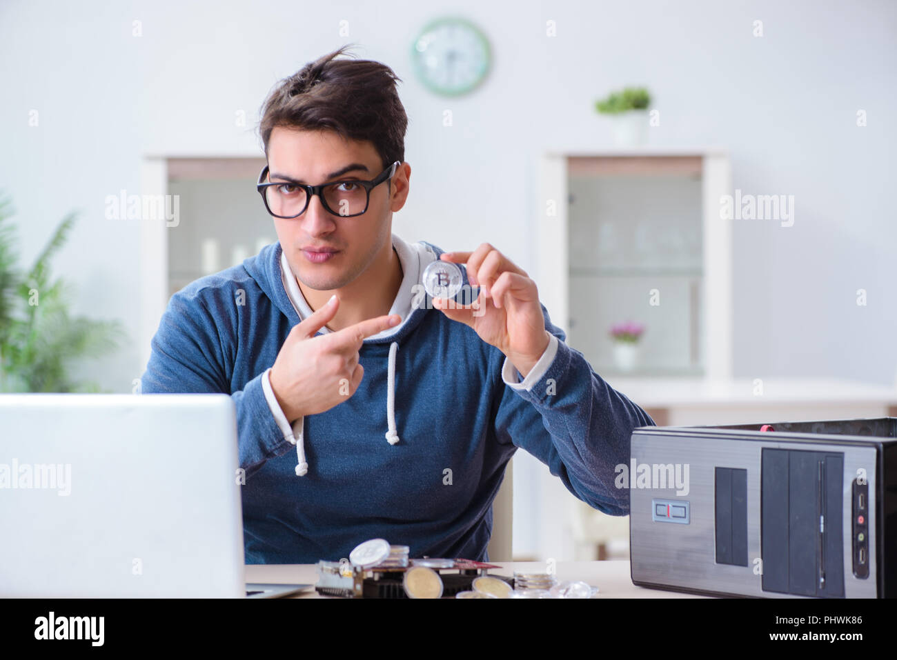 Bitcoin mining at home hi-res stock photography and images - Alamy