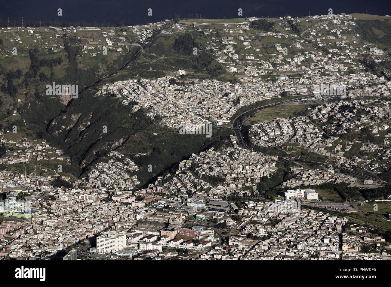 High angle scenic overview of Quito, Ecuador Stock Photo - Alamy