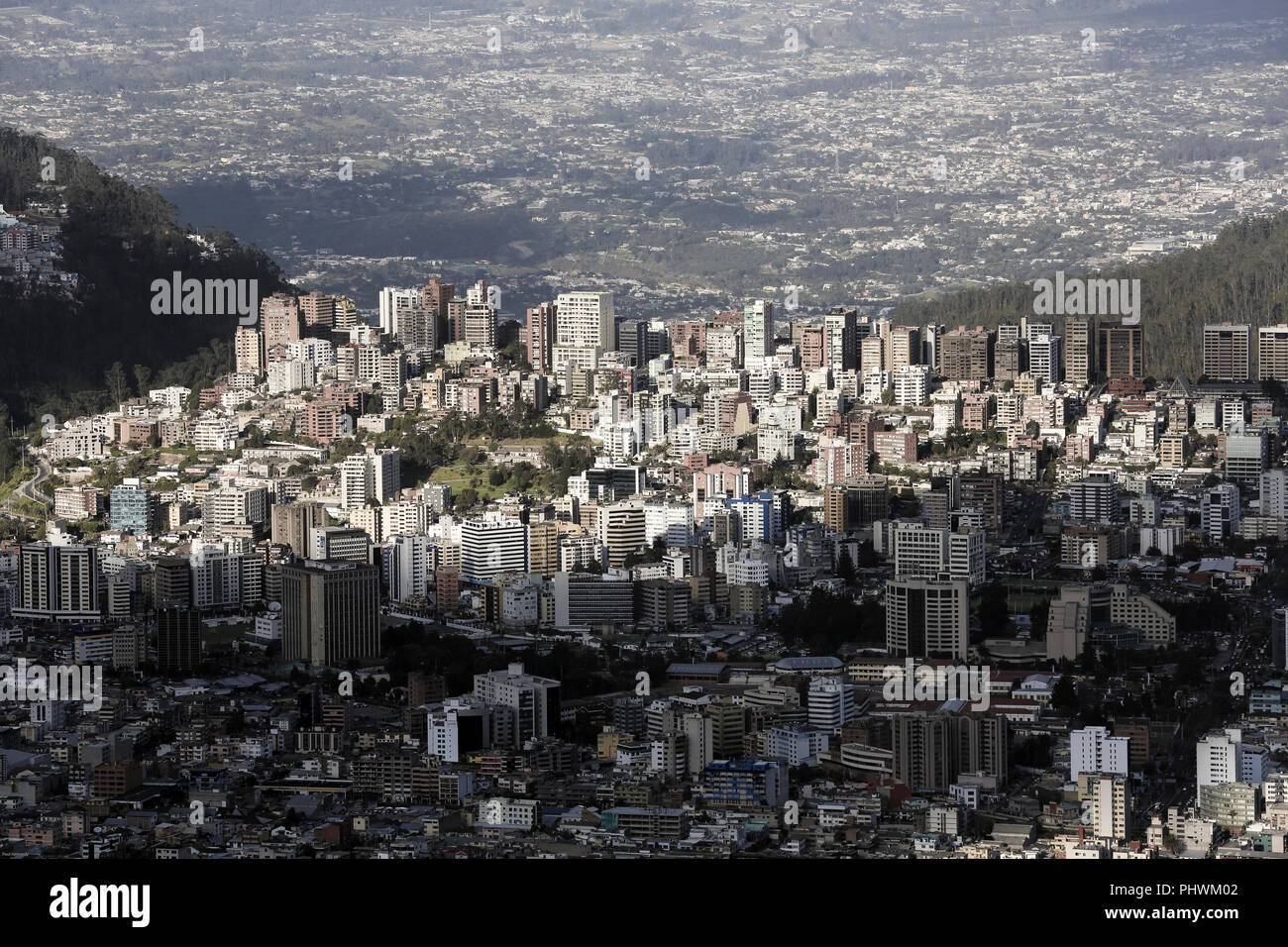 High angle scenic overview of Quito, Ecuador Stock Photo - Alamy