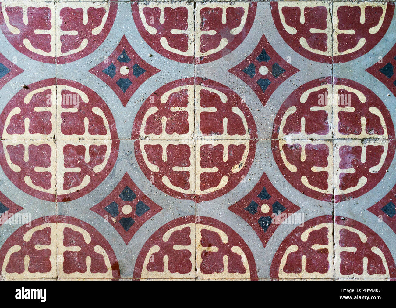 Portuguese floor tile in an old house, Namibe Province, Namibe, Angola ...