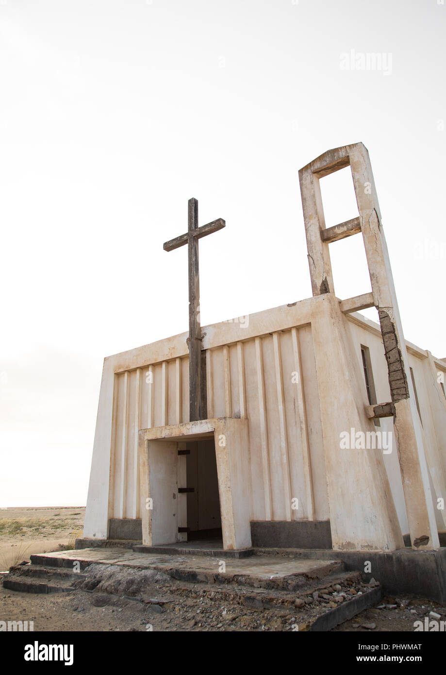 Abandoned church from the portuguese colonial times, Namibe Province ...