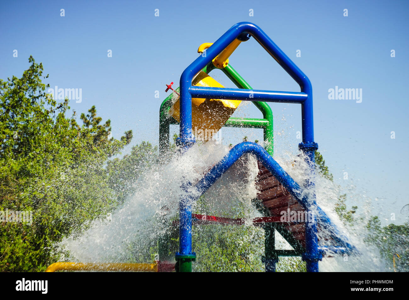 Aqua park with pool in summer time Stock Photo - Alamy