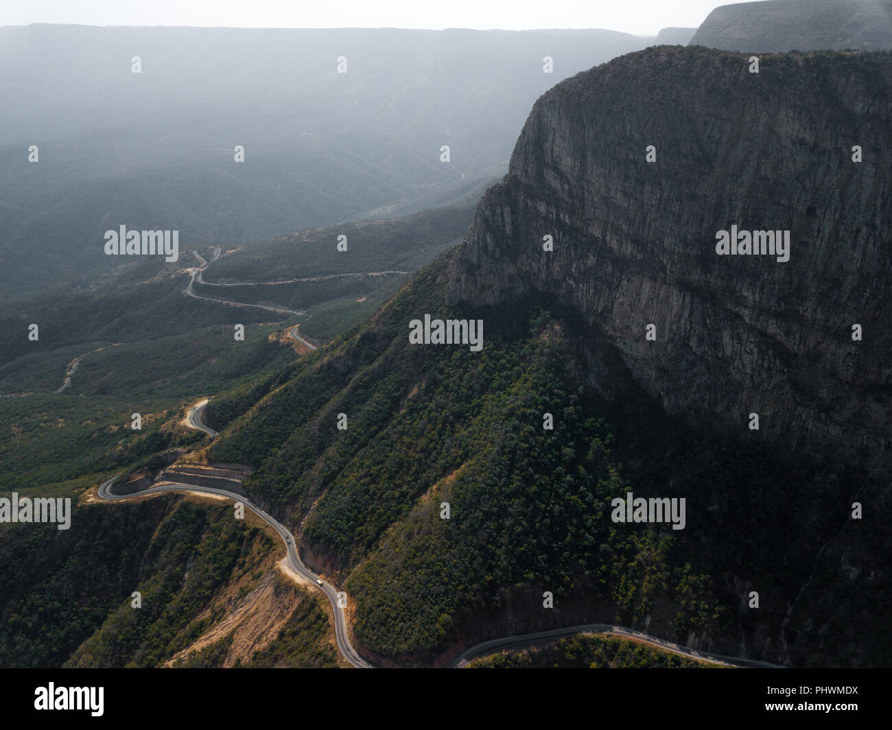 Aerial view of the the road at Serra da Leba, Huila Province, Humpata ...