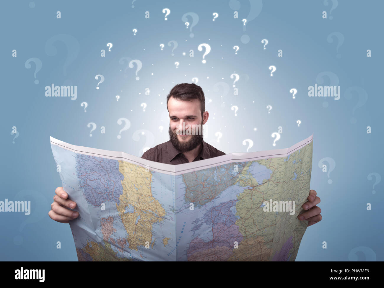 People map with question marks hi-res stock photography and images - Alamy