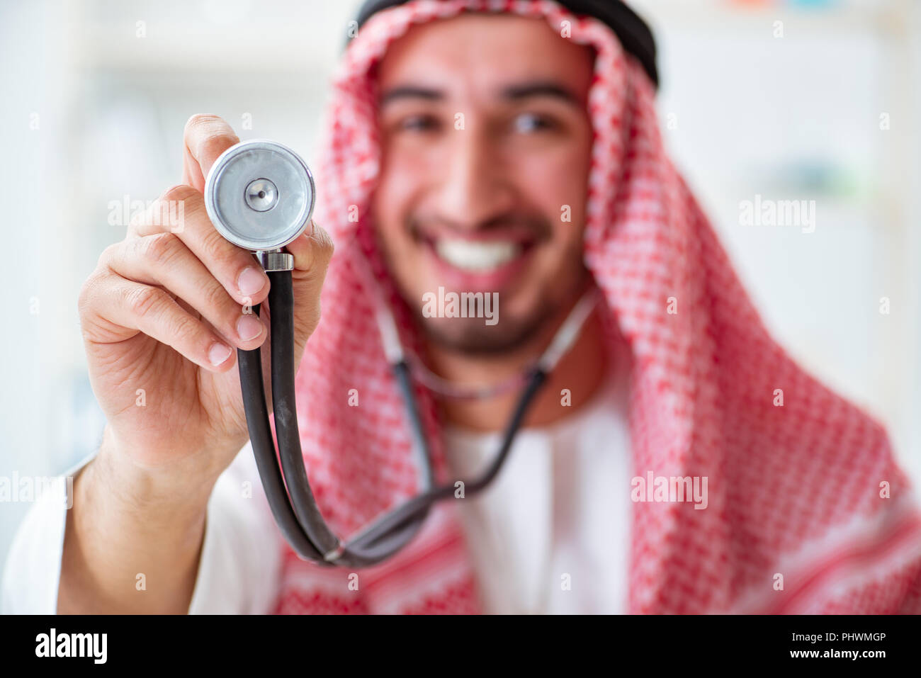 Arab saudi doctor with stethoscope in hospital Stock Photo - Alamy