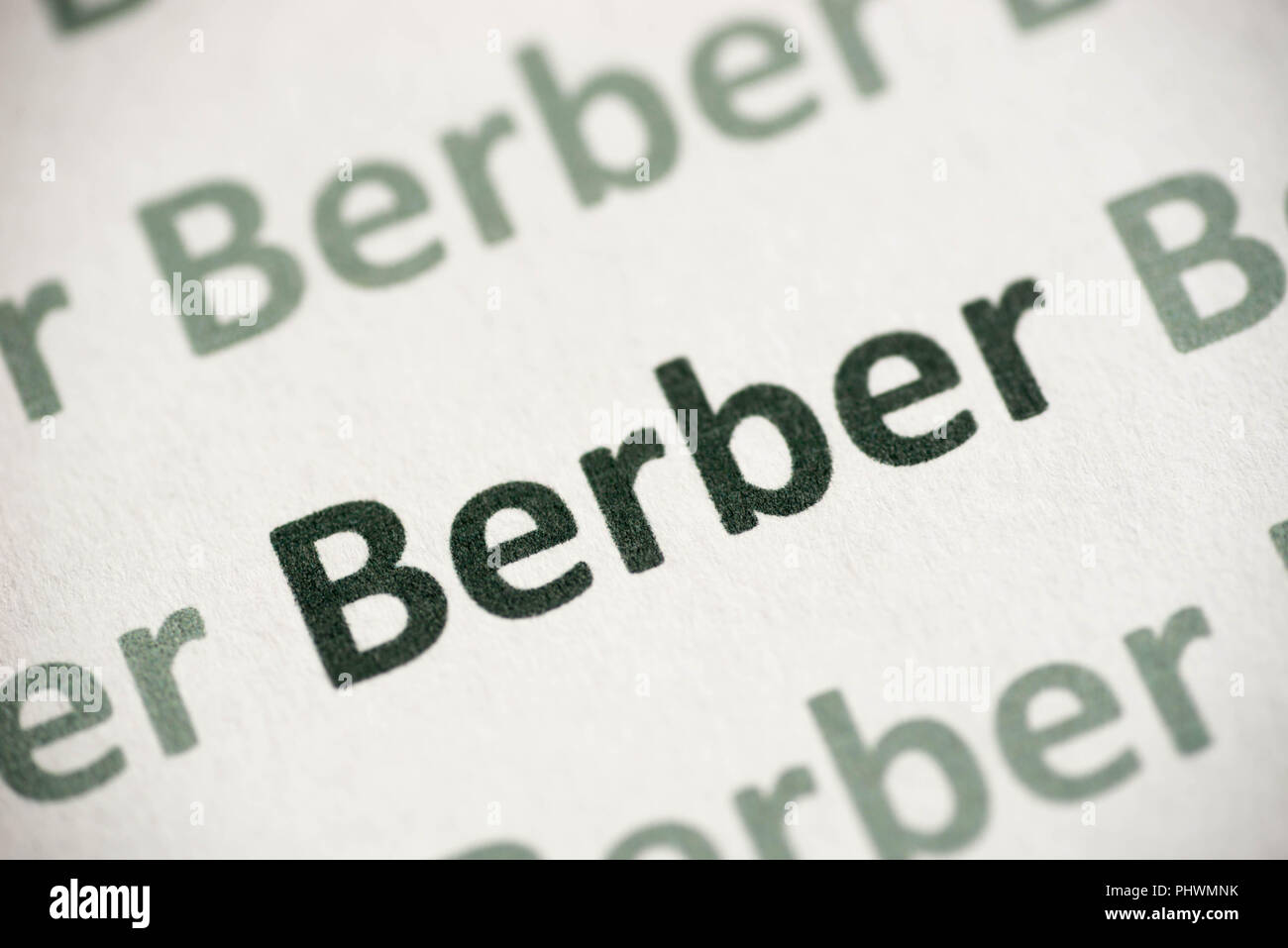 word Berber language printed on white paper macro Stock Photo - Alamy