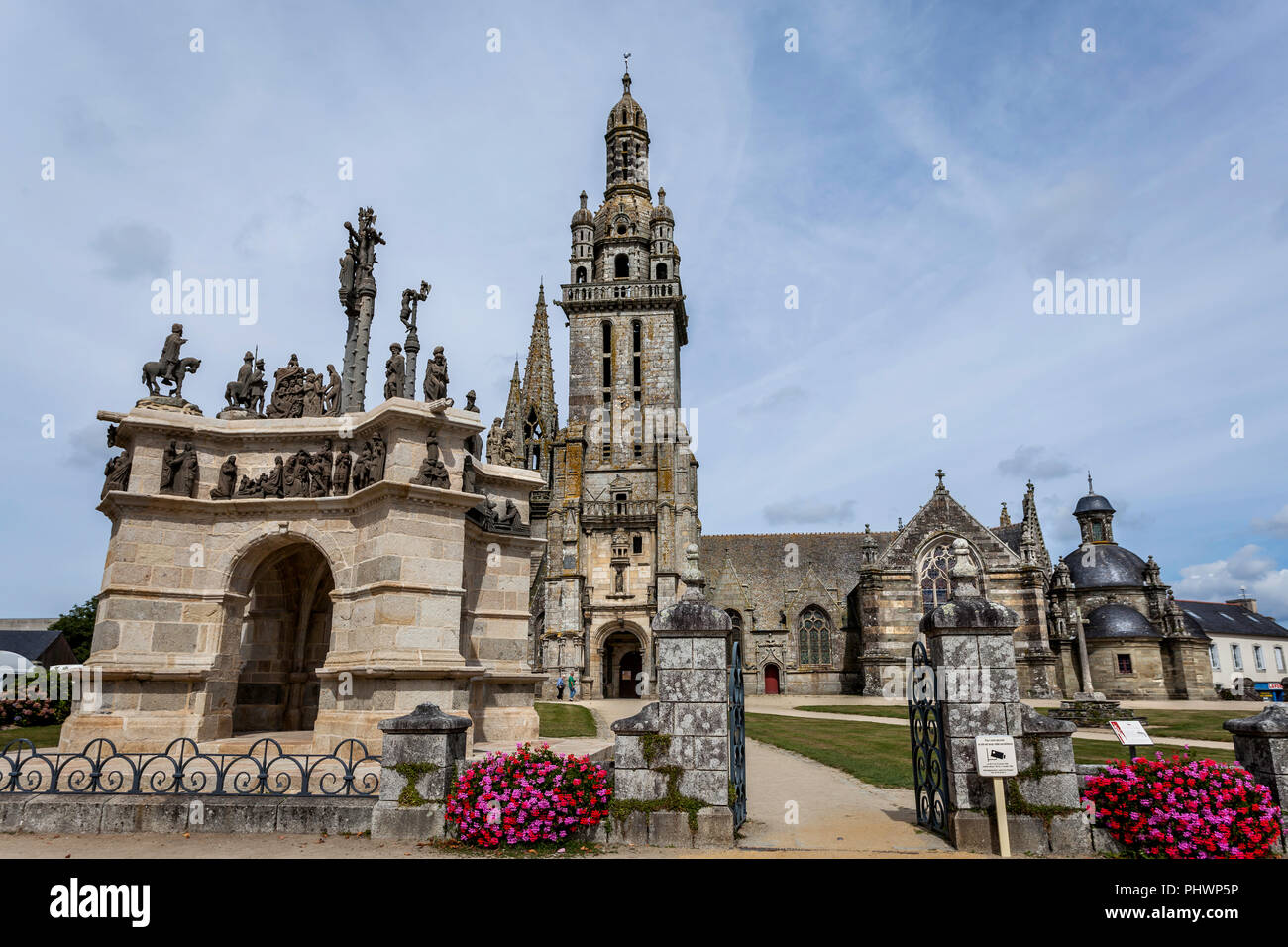 The carved stone calvary Enclos Paroissial depicting the life of Christ ...