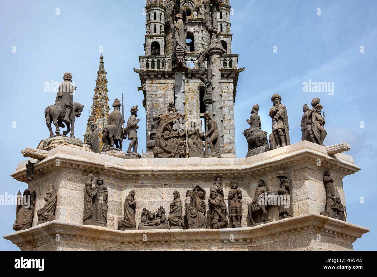 The carved stone calvary Enclos Paroissial depicting the life of Christ ...