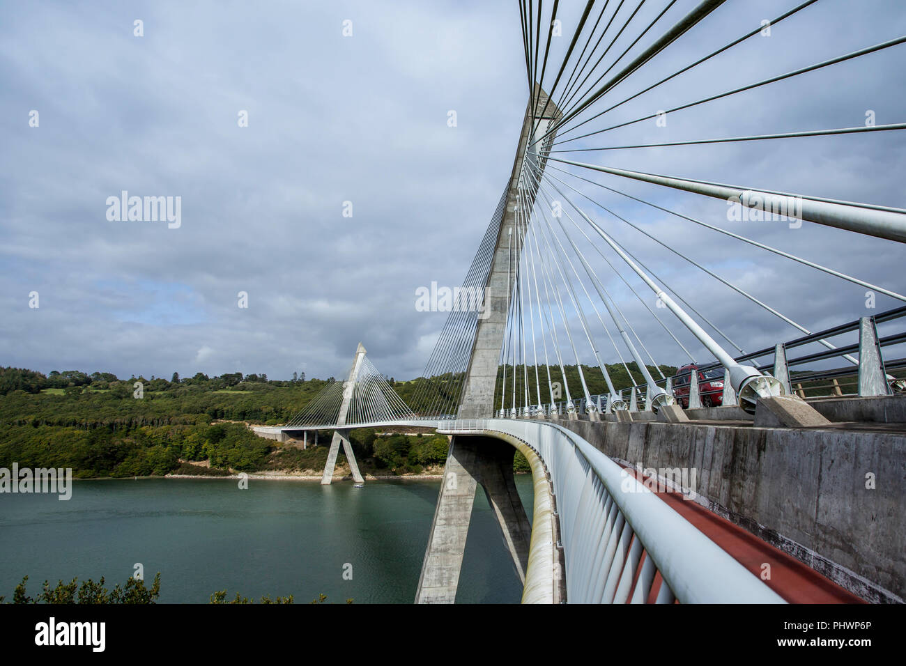 Pont de Terenez Cable Stay bridge Brittany France Stock Photo - Alamy