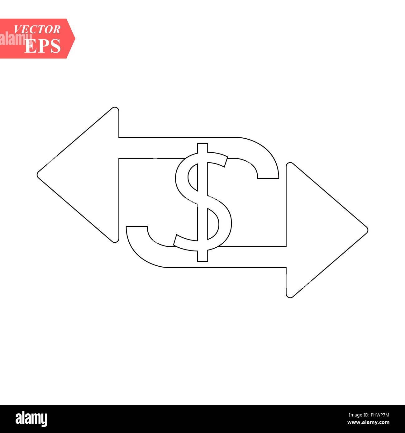 Exchange icon in flat design on white background,vector illustraton ...