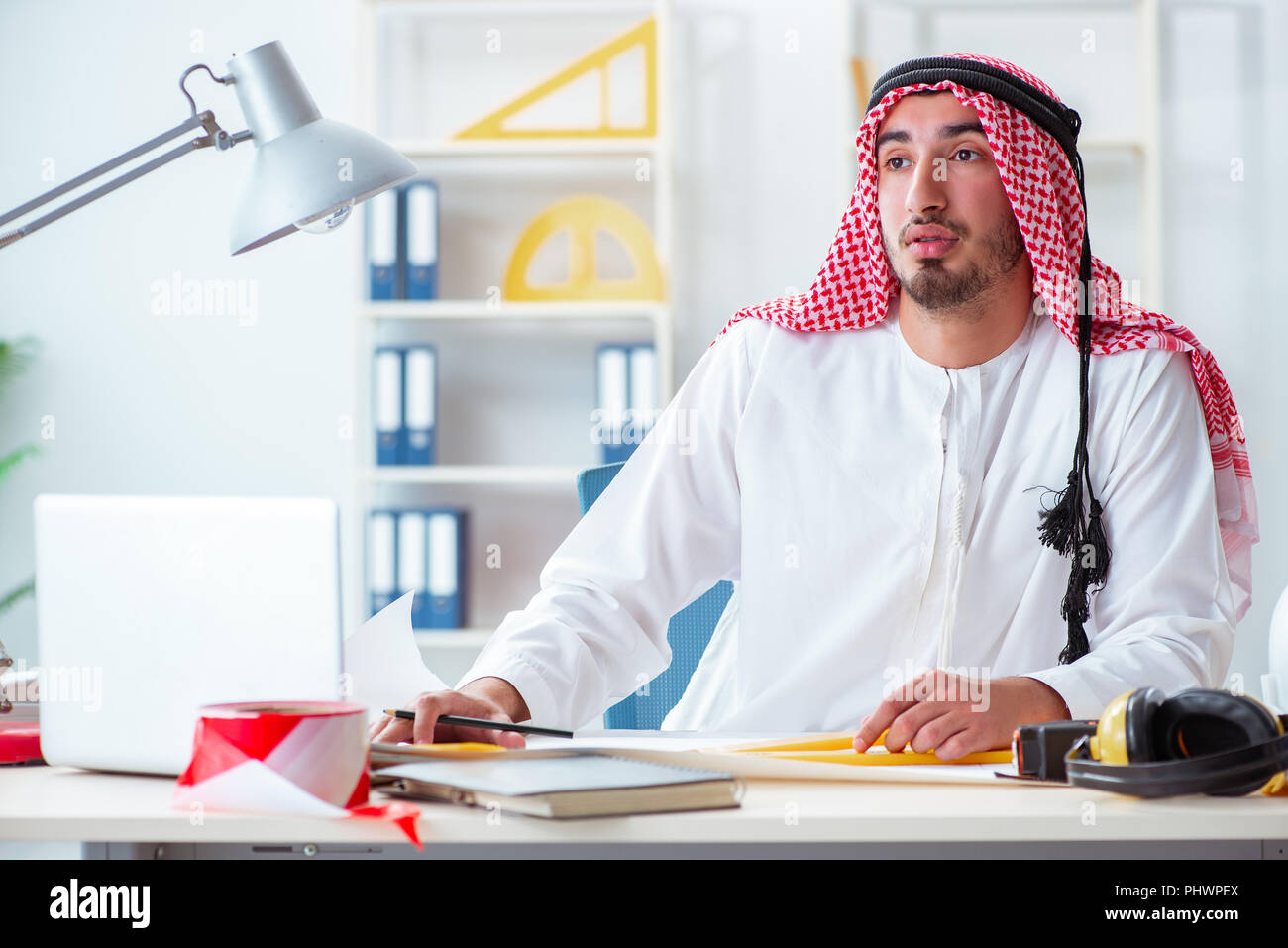 Arab engineer working on new project Stock Photo - Alamy