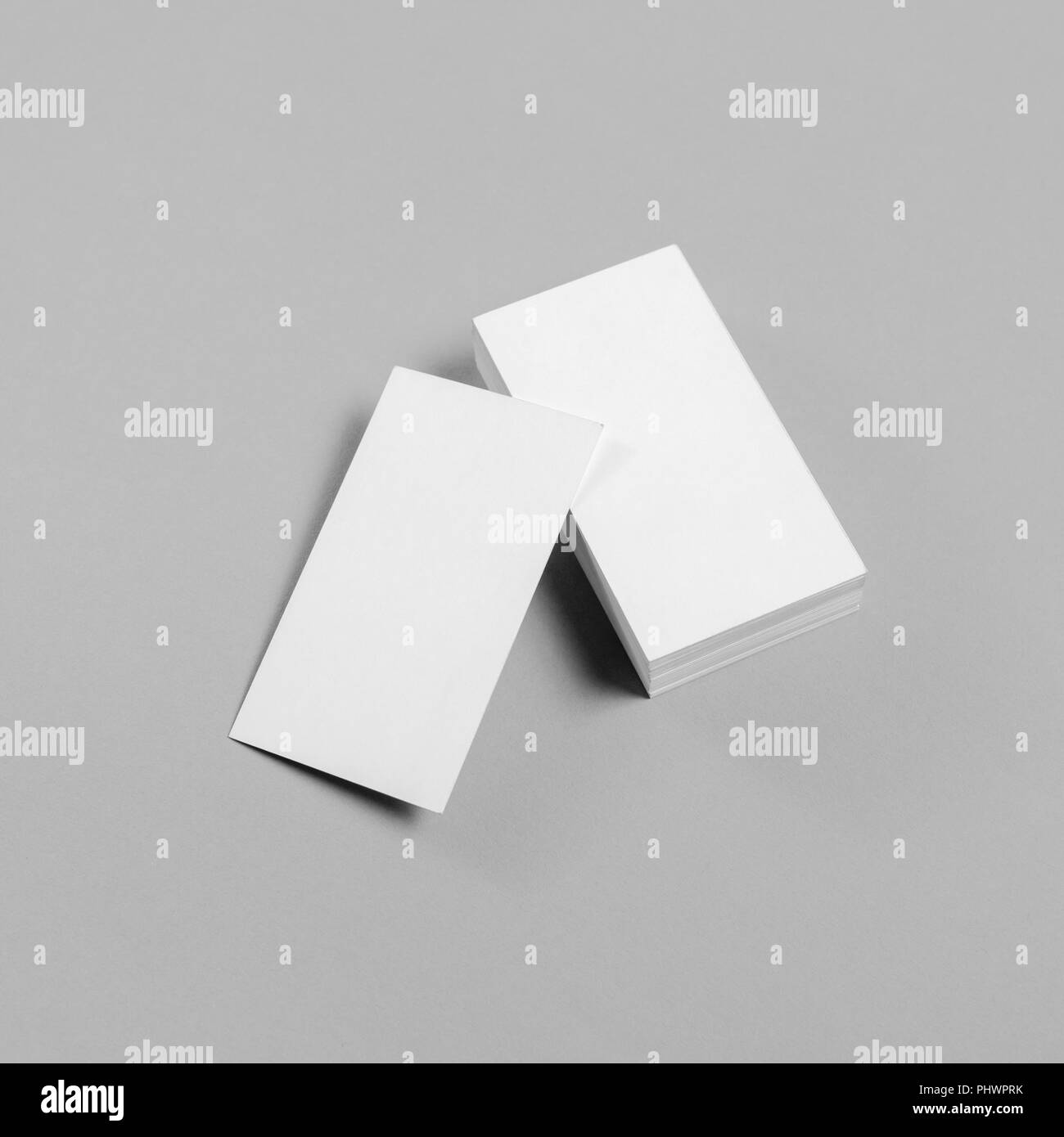 Photo of blank business cards on paper background. For design ...