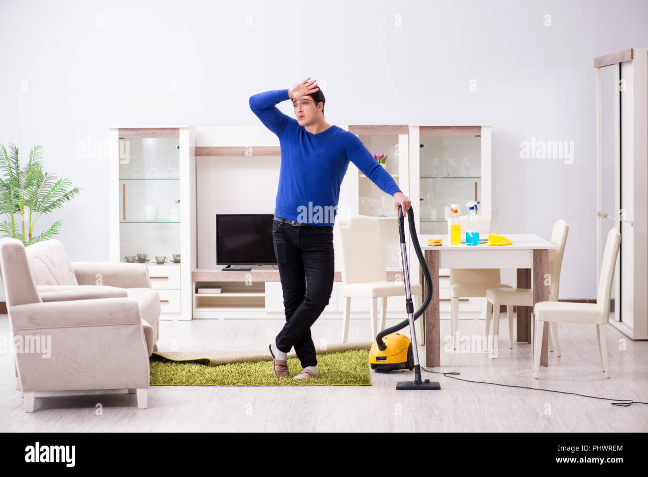 Houseman housekeeping cleaning vacuum cleaner hi-res stock photography ...