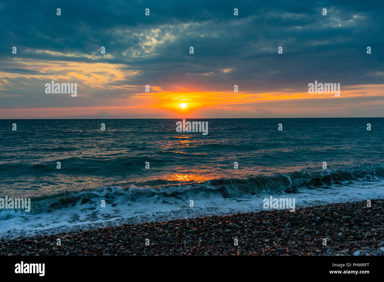 Sea waves of Black sea on Kvariati beach in Georgia Stock Photo - Alamy