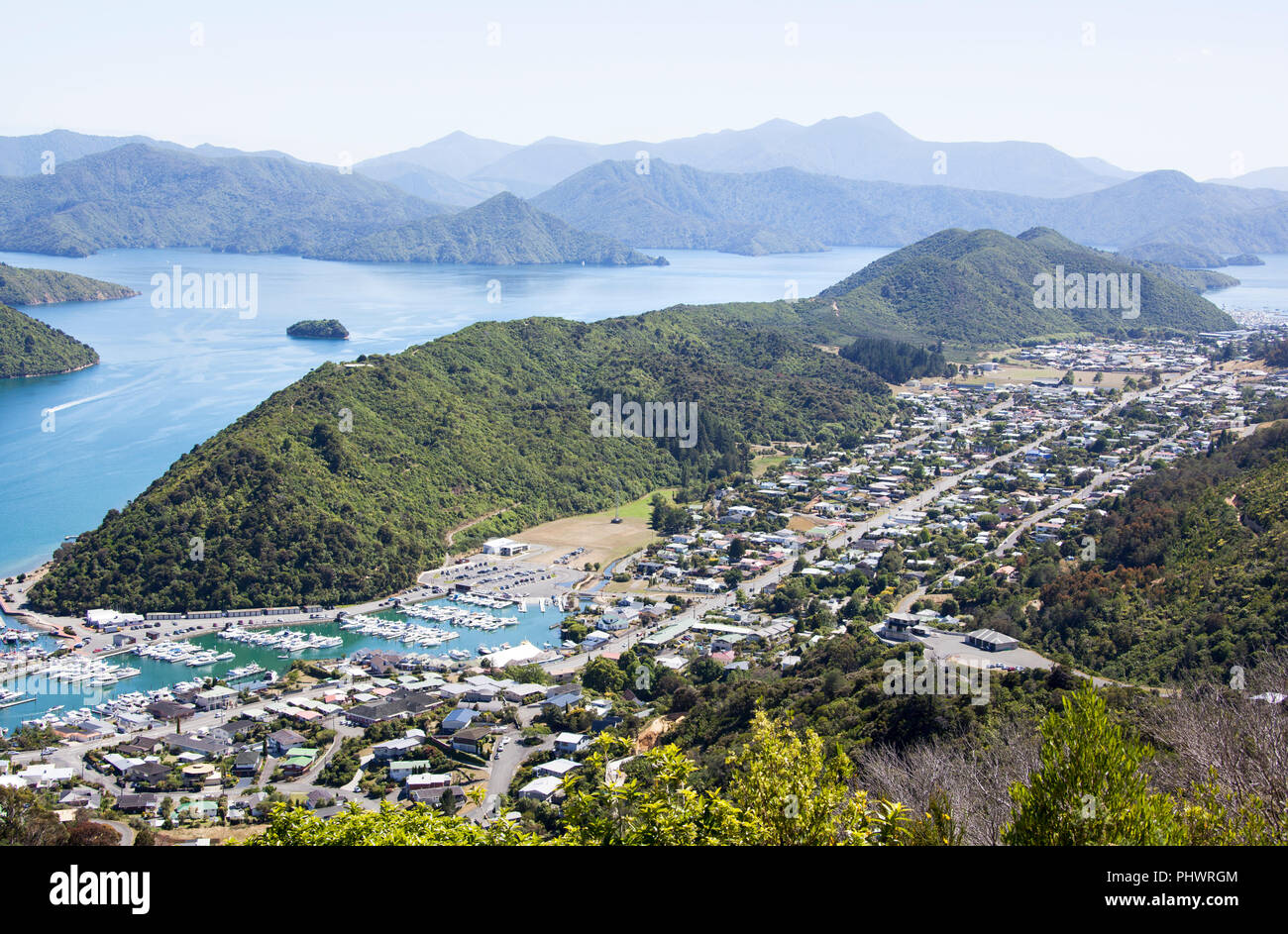 The aerial view Victoria Domain landscape, the oldest park in Picton ...