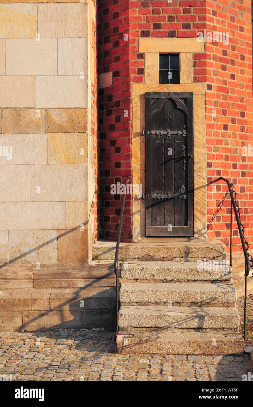 side door of Gothic cathedral of St. John the Baptist Wroclaw, Poland ...