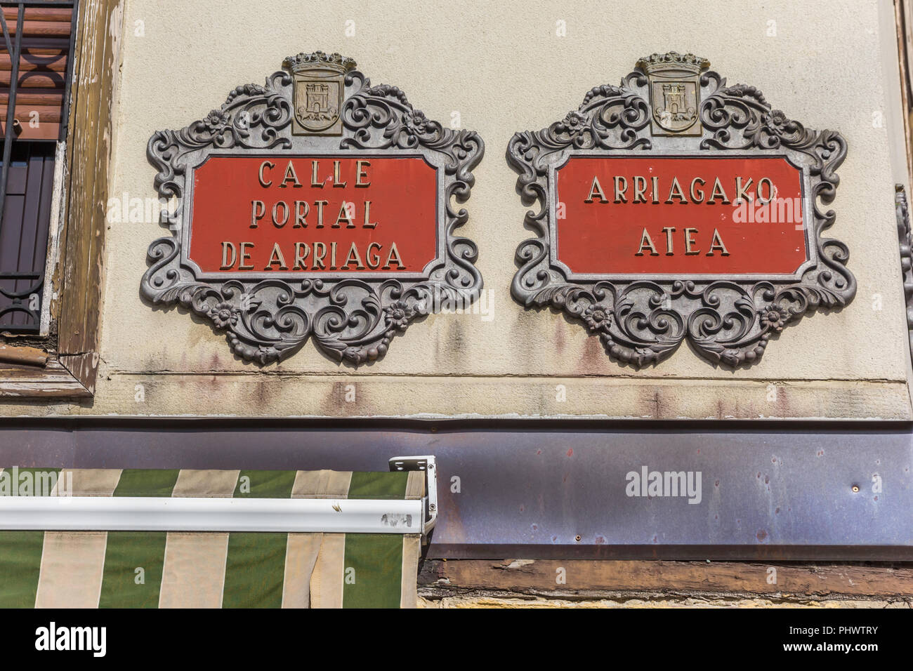 Traditional Basque street signs in Vitoria-Gasteiz, Spain Stock Photo ...