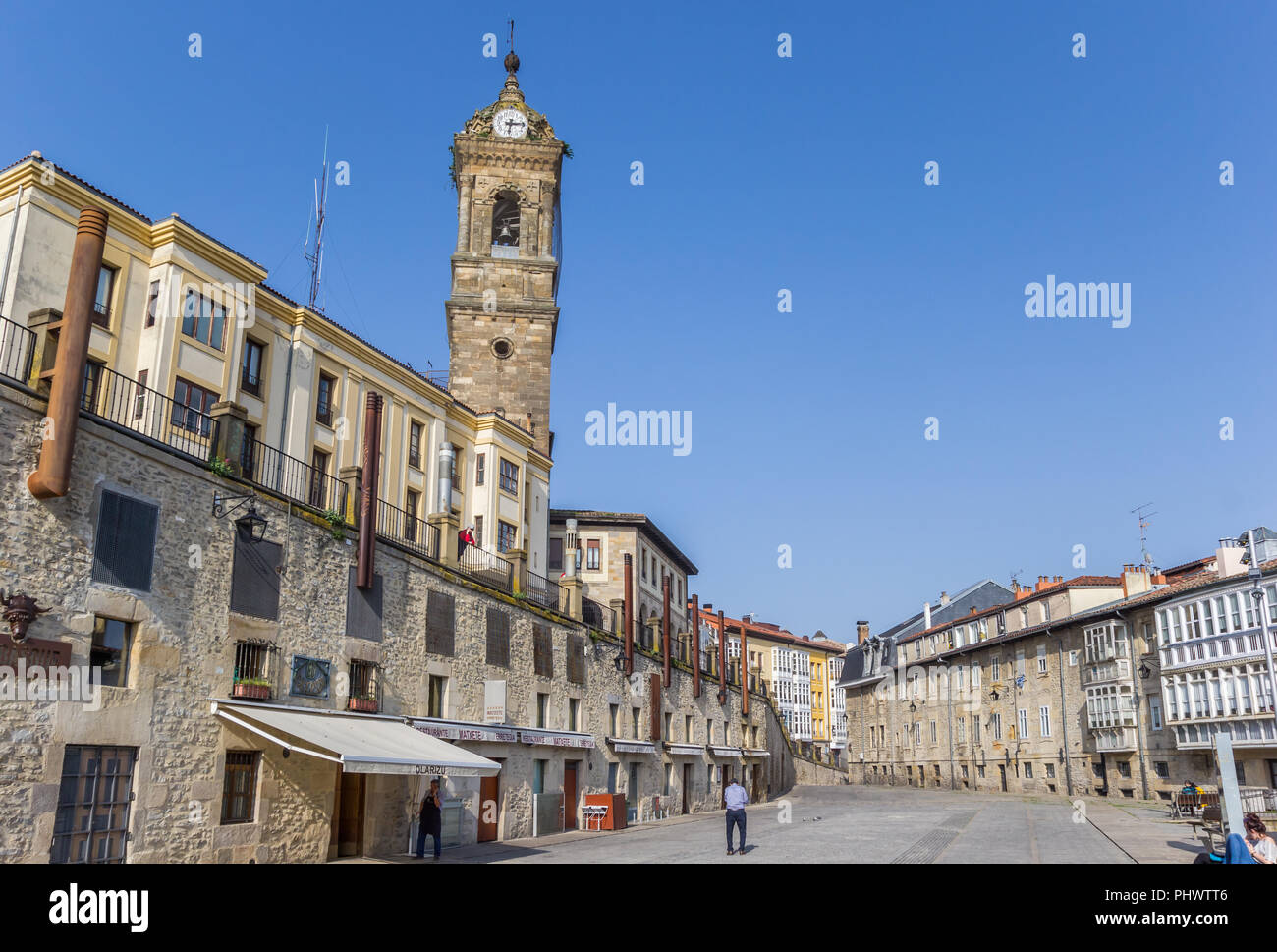 Historic buildings at the Aihotz Plaza in Vitoria-Gasteiz Stock Photo ...
