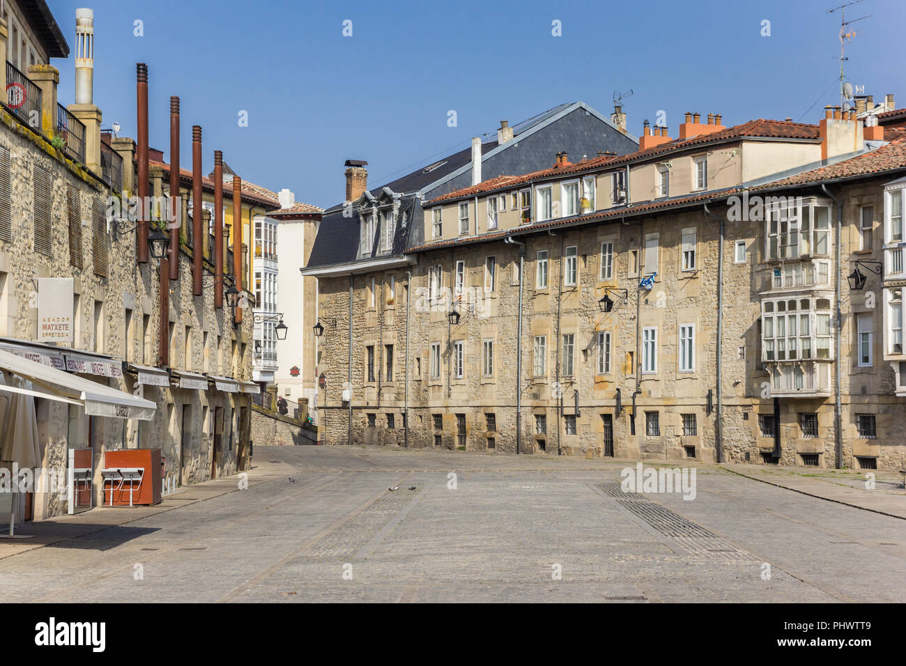 Historic buildings at the Aihotz Plaza in Vitoria-Gasteiz Stock Photo ...