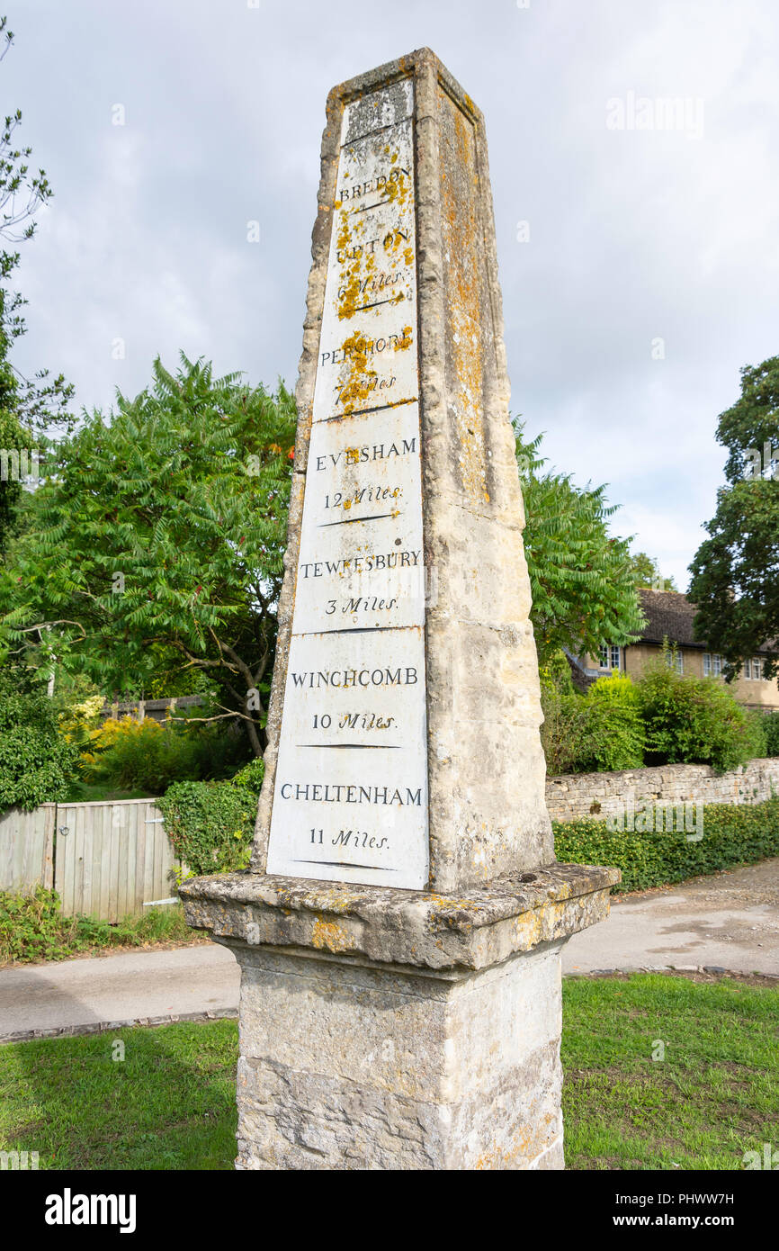 The milestone obelisk, Church Walk, Bredon, Worcestershire, England ...