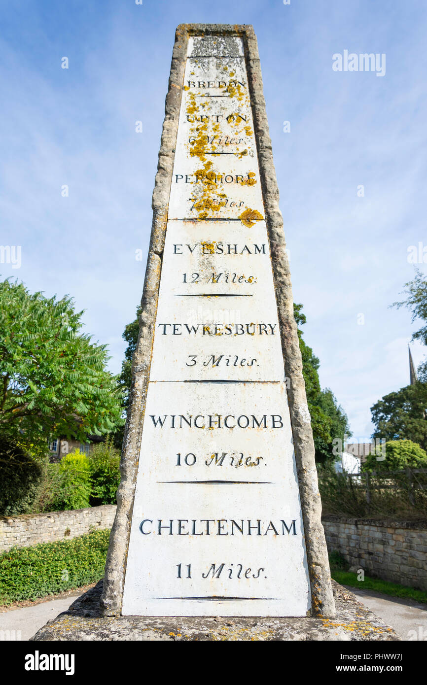 The milestone obelisk, Church Walk, Bredon, Worcestershire, England ...