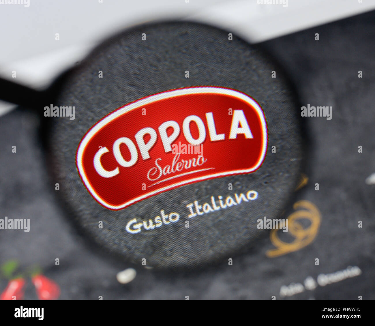 Milan, Italy - August 20, 2018: Coppola Foods website homepage. Coppola ...