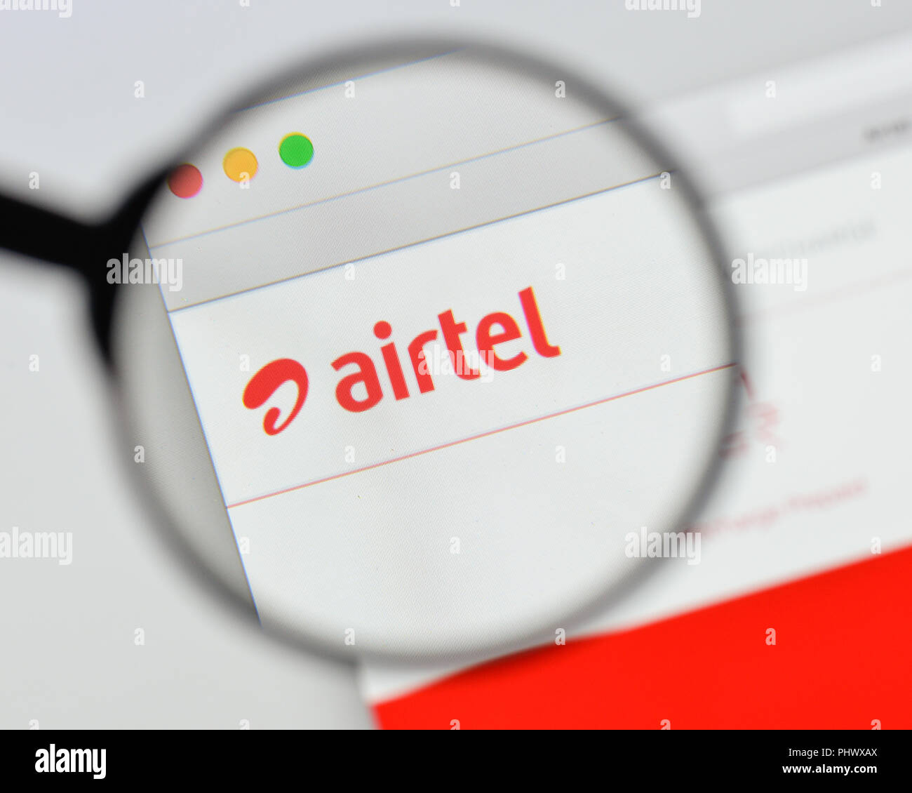 Milan, Italy - August 20, 2018: airtel India website homepage. airtel ...