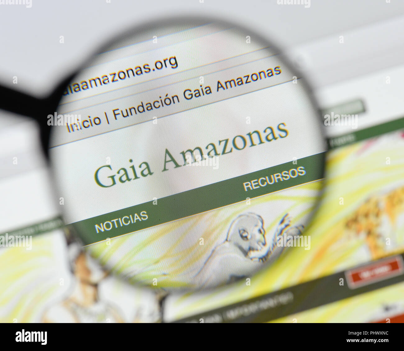 Milan, Italy - August 20, 2018: Gaia Amazonas website homepage. Gaia Amazonas logo visible Stock ...