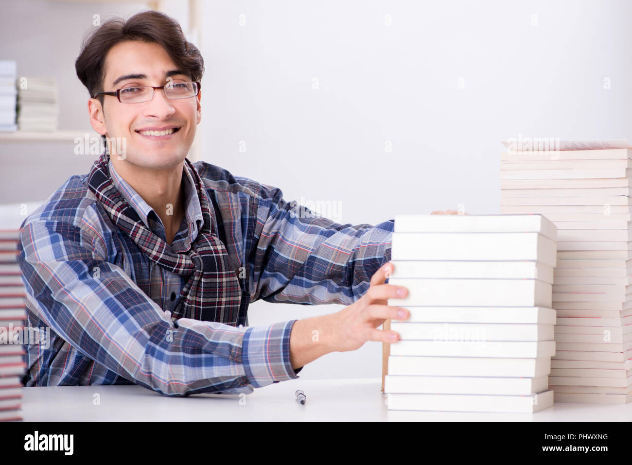 Writer presenting his books to public Stock Photo - Alamy