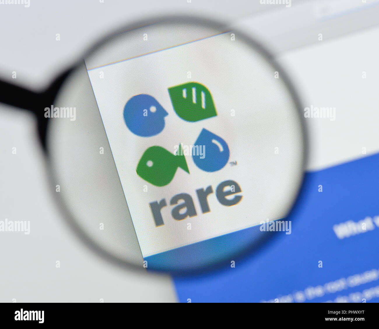 Milan, Italy - August 20, 2018: Rare website homepage. Rare logo ...