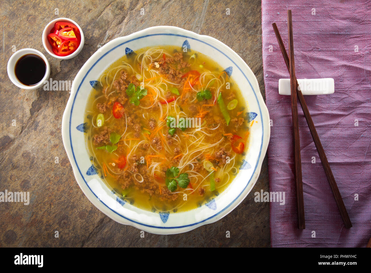 traditional Chinese Yuk sum yuk sum noodle broth Stock Photo - Alamy