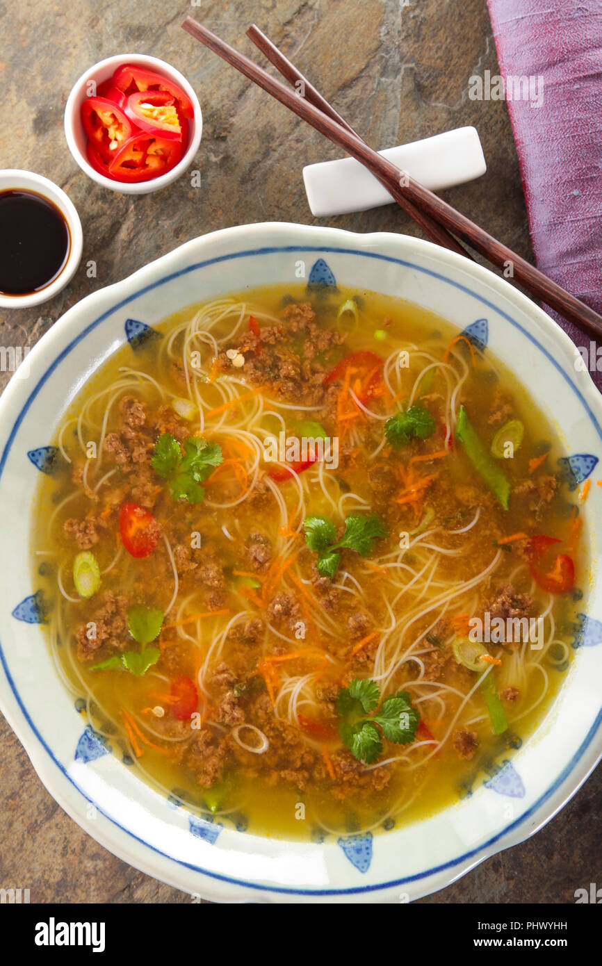 traditional Chinese Yuk sum yuk sum noodle broth Stock Photo - Alamy