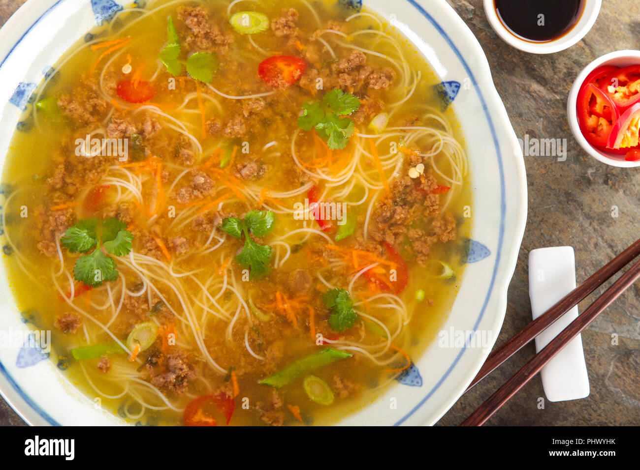 traditional Chinese Yuk sum yuk sum noodle broth Stock Photo - Alamy