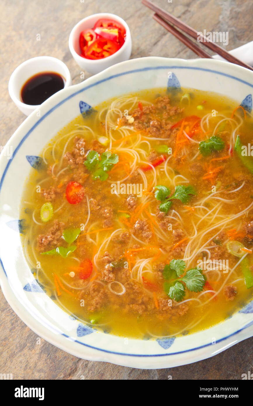 traditional Chinese Yuk sum yuk sum noodle broth Stock Photo - Alamy