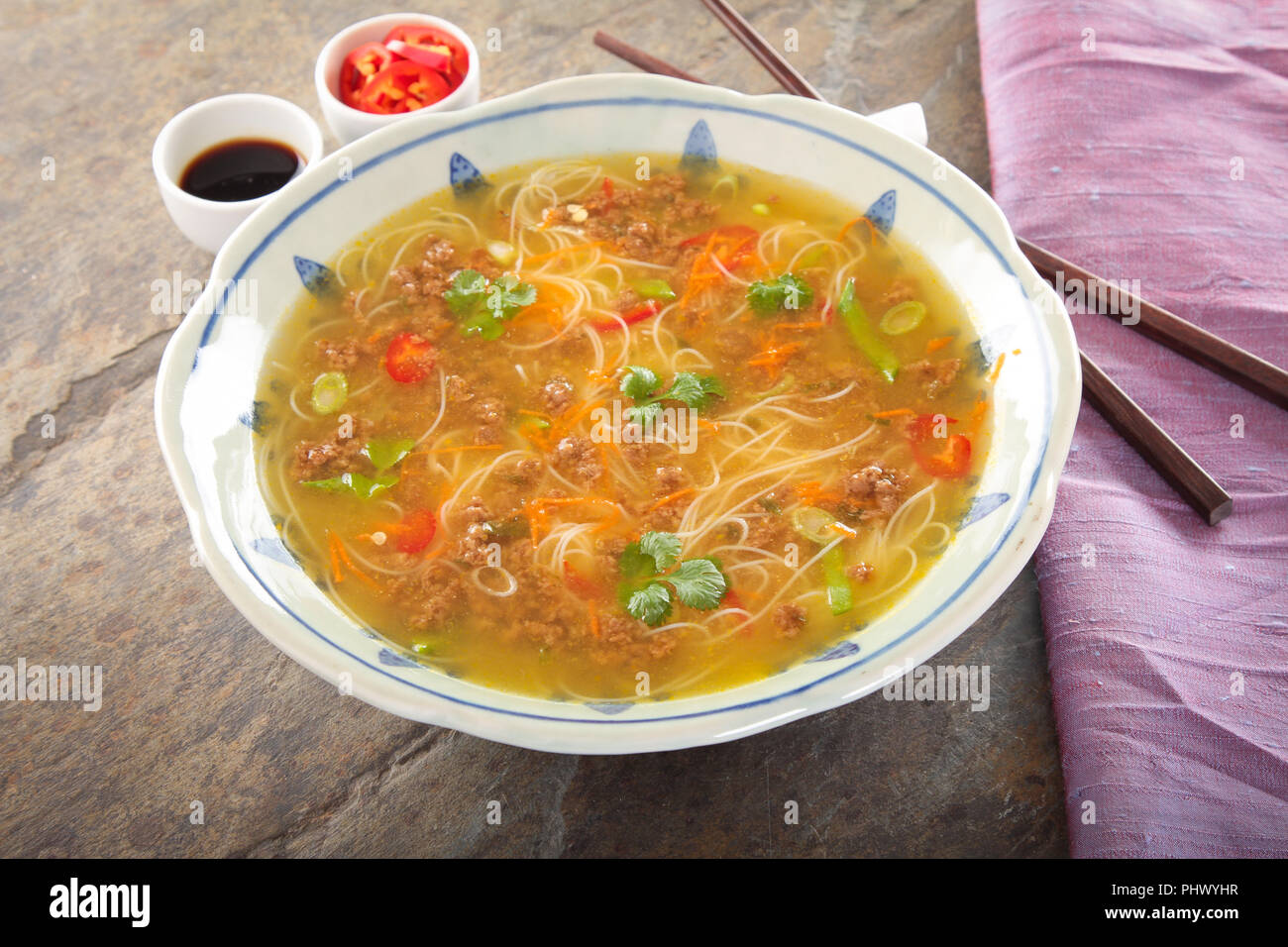 traditional Chinese Yuk sum yuk sum noodle broth Stock Photo - Alamy