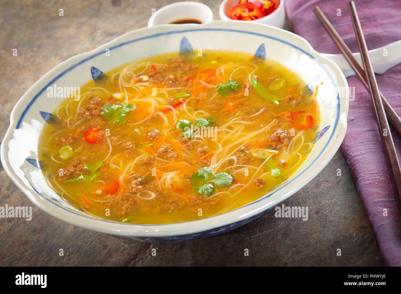 traditional Chinese Yuk sum yuk sum noodle broth Stock Photo - Alamy