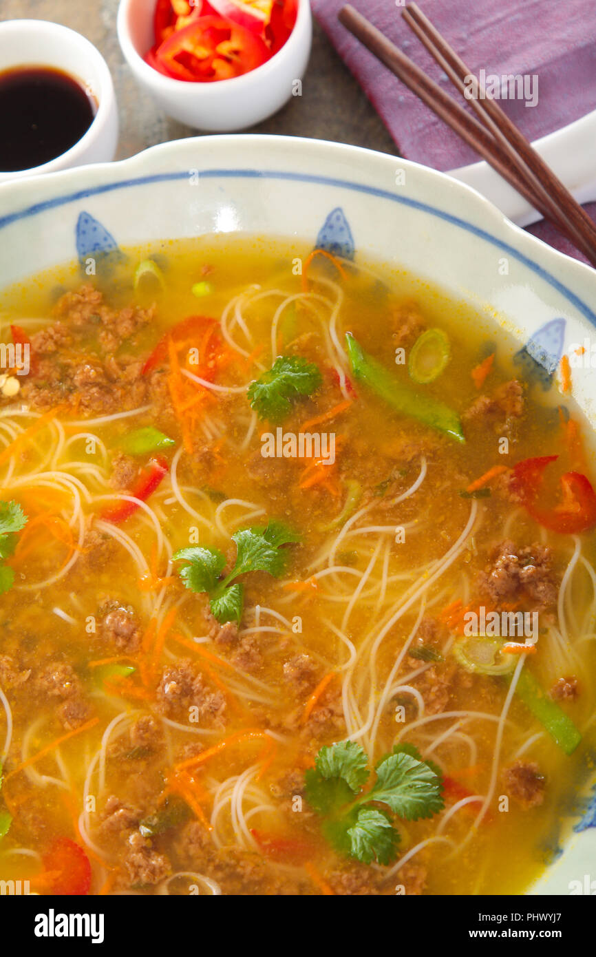 traditional Chinese Yuk sum yuk sum noodle broth Stock Photo - Alamy