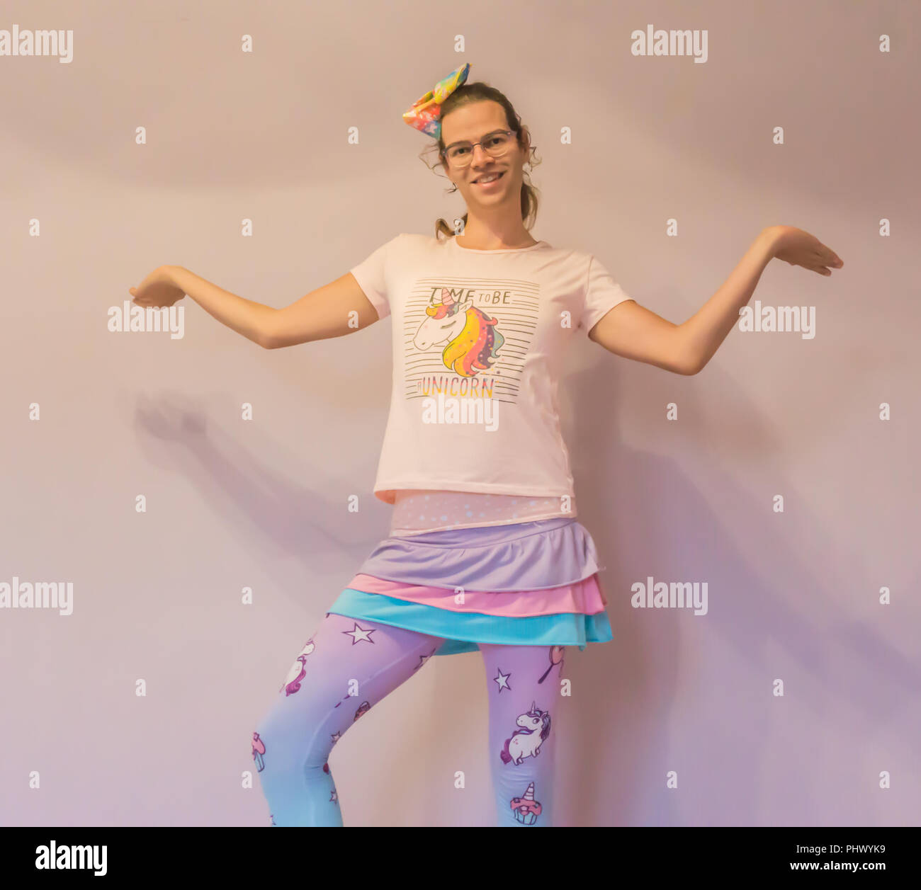 LGBT funny transgender girl in unicorn kawaii outfit making here i am ...