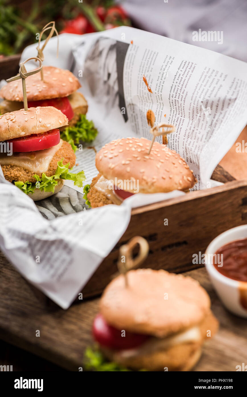 Pub fast food, mini burgers Stock Photo - Alamy