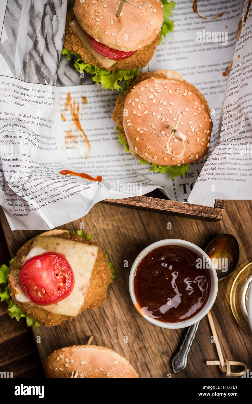Pub fast food, mini burgers Stock Photo - Alamy